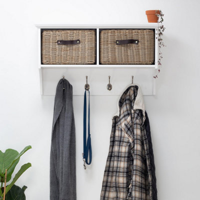 Tetbury Hallway Shelf with Two Wipe Clean Baskets - White