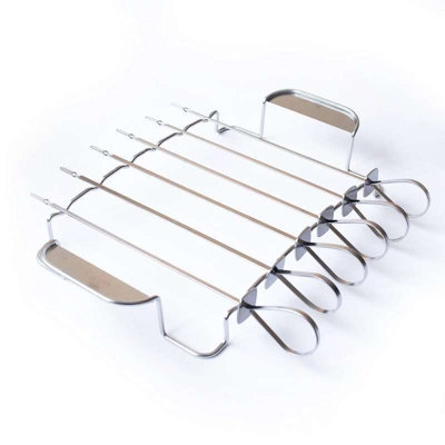 Texas Club Grill Skewers Set - 6 Stainless Steel Skewers with Rack for ...