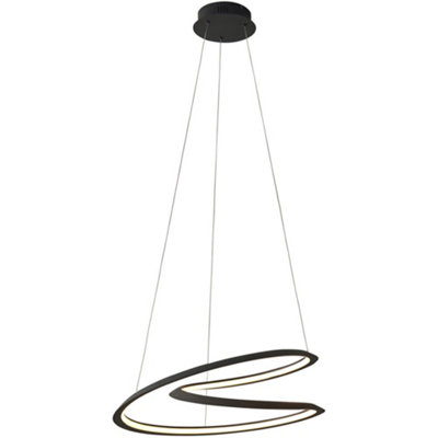 Textured Black Modern Ceiling Pendant Light Fitting - Integrated LED ...