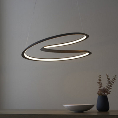 Textured Black Modern Ceiling Pendant Light Fitting - Integrated LED ...