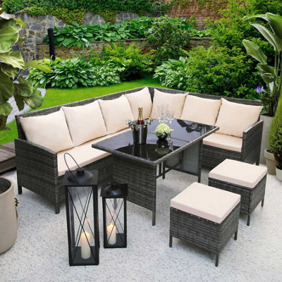 Thalia - Rattan Corner Sofa Set - 8 Seats includes rain cover