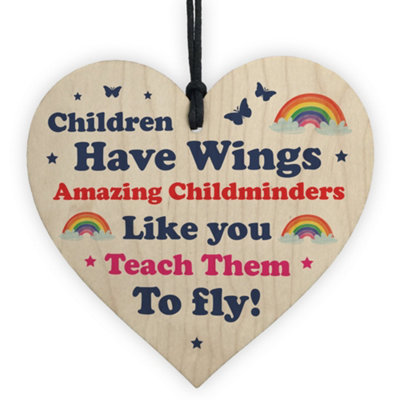 Thank You Gift For Childminder Wooden Hanging Heart Friend Friendship ...