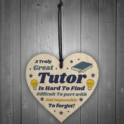 Thank You Gift For Tutor Teacher Wood Hanging Heart Leaving School ...