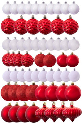 The 128pc Red & White Full Heavy Coverage Bauble Set (6ft trees)