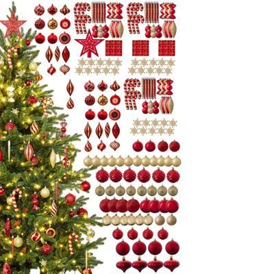The 212pc Red & Gold Full Heavy Coverage Bauble Set (8ft trees)