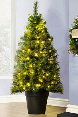 The 4ft Pre lit Majestic Dew Pine Potted Tree Outdoor