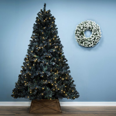 The 6ft Pre-lit Black Iridescence Pine Tree with Warm White Lights ...