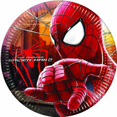 The Amazing Spider-Man Paper Party Plates (Pack of 8) Red/Yellow (One ...