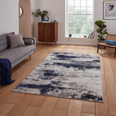 The Artemis Modern Abstract Marble Metallic Rug - 120 x 170 at B&Q