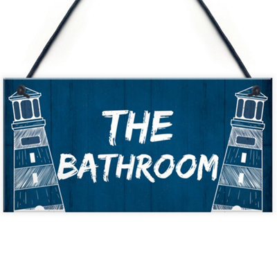 THE BATHROOM Sign Nautical Theme Toilet Loo Bathroom Sign Beach Theme ...