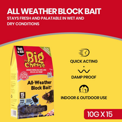 The Big Cheese All-Weather Block Bait 10g x 15 Blocks Pack of 2 Rat ...