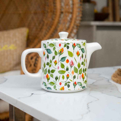 The British Gardening Company 1L Ceramic Rosebud Teapot with Removable ...