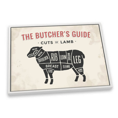 The Butcher's Cuts Guide Lamb Beige CANVAS FLOATER FRAME Wall Art Print ...