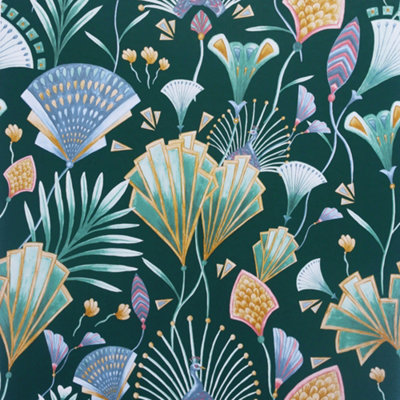 The Chateau By Angel Strawbridge - Emerald Fan Wallpaper | DIY at B&Q