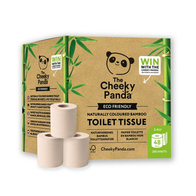 The Cheeky Panda Natural Colour Bamboo Toilet Paper 48 Unwrapped rolls