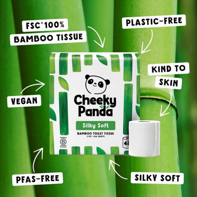 The Cheeky Panda Silky Soft Bamboo Toilet Paper 48 Unwrapped rolls