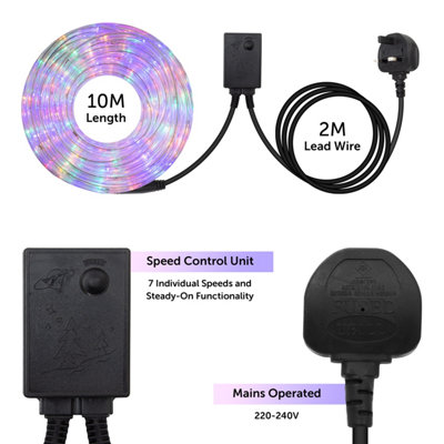 The Christmas Workshop 10m Multi-Coloured Rope Lights