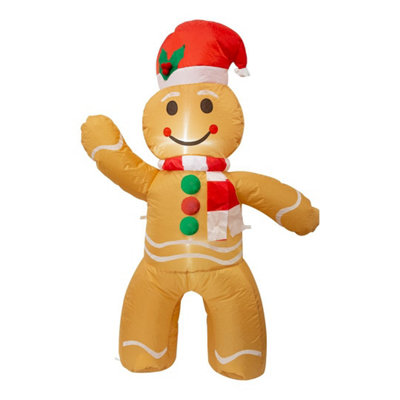 The Christmas Workshop 4ft Inflatable Gingerbread Man | DIY at B&Q