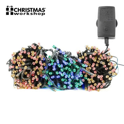 The Christmas Workshop 600 Multi-Coloured LED Chaser Christmas Lights ...