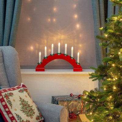 The Christmas Workshop 71189 Red Arched Wooden Candle Bridge