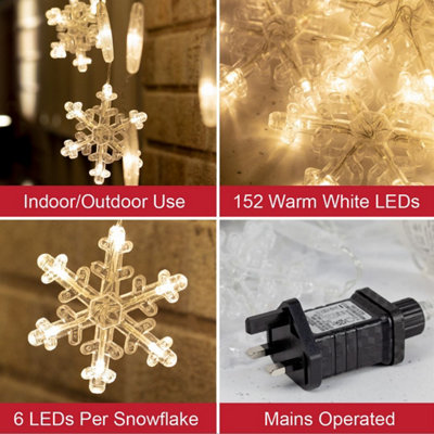 The Christmas Workshop 71619 Mains Operated Snowflake Curtain Lights