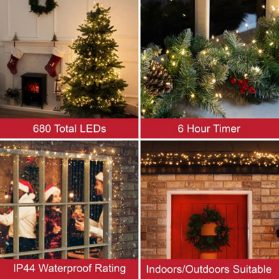 The Christmas Workshop 71779 680 Warm White Micro LED Cluster String ...