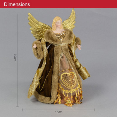 The Christmas Workshop 81840 Angel Tree Topper With Copper & Gold Dress