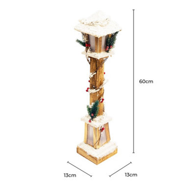 The Christmas Workshop 82690 60cm Snow Topped Wooden Lamppost