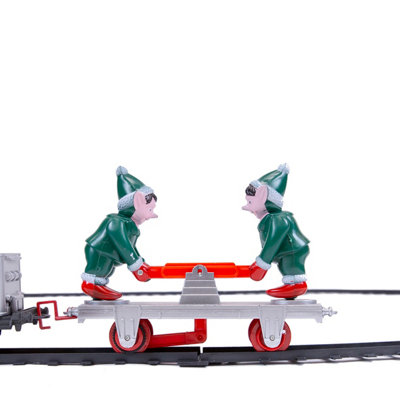The Christmas Workshop Festive Christmas Train Set with Moving Elves ...