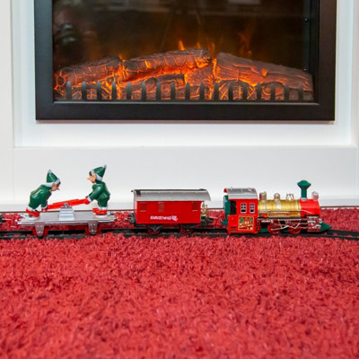 The Christmas Workshop Festive Christmas Train Set with Moving Elves ...