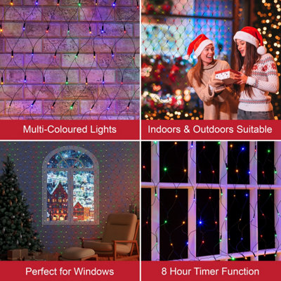 The Christmas Workshop Set of 100 Multi-Coloured Net Lights