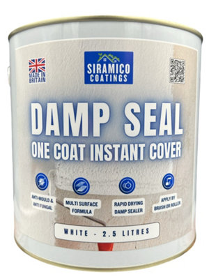 The DampSeal One Coat - 2.5 Litre - Matt White - Seals damp and mould ...