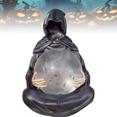 The Death God Crystal Ball,LED Light Grim Reaper Statue with Flying ...