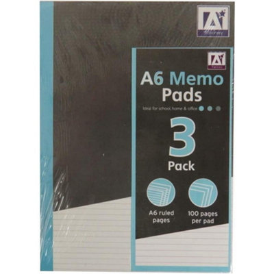 The Design Group A6 Notepad (Pack of 3) Black/Blue (One Size)