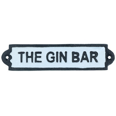 The Gin Bar Cast Iron Sign Plaque Wall Door Fence Gate Post House ...