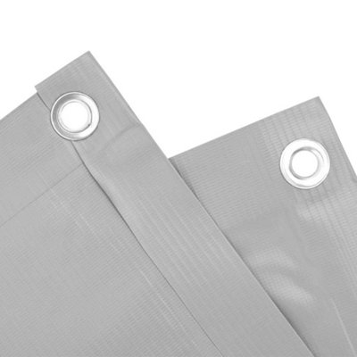 The gray balcony screen adopts a simple and practical design, matching ...