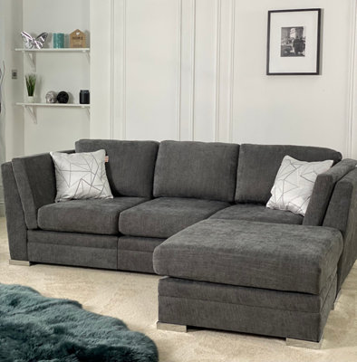 The Great British Sofa Company Charlotte 3 Seater Dark Grey Sofa With ...