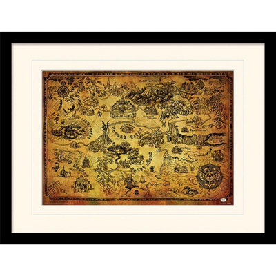 The Legend Of Zelda Hyrule Map Mounted Print Brown (40cm x 30cm) | DIY ...