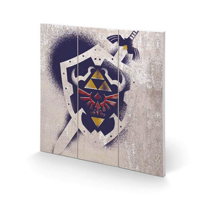 The Legend Of Zelda Shield Wood Print Grey/Black (One Size)