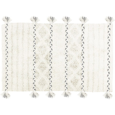 The Linen Yard Tassel Diamond Braided Tufted Cotton Anti-Slip Bath Mat ...