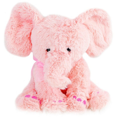 The Magic Toy Shop 11" Pink Plush Super Soft Elephant Toy with Ribbon ...