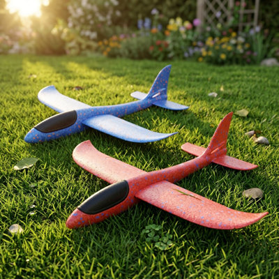 The Magic Toy Shop 2x Mega Foam Glider Plane Hand Throw Airplane Toy ...
