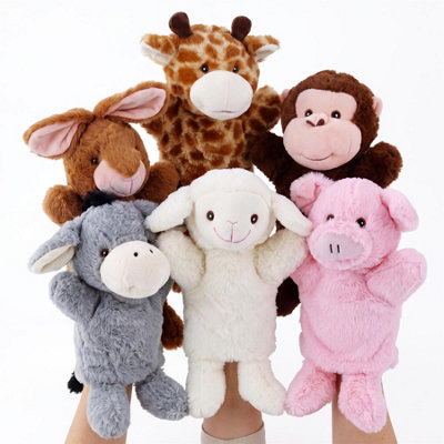 The Magic Toy Shop Animal Hand Puppet Set of 6 Plush Safari Glove ...