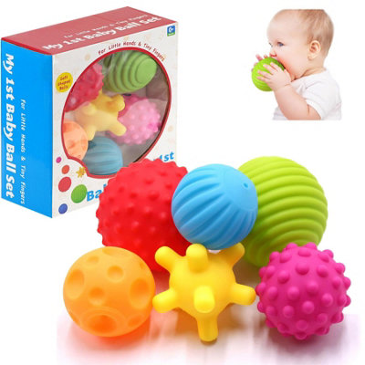 The Magic Toy Shop Baby Ball Set Baby Hand Massage 6 Piece Multi ...