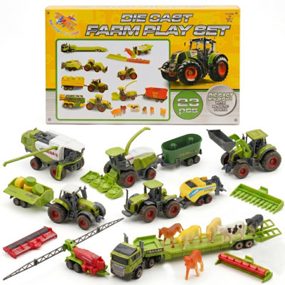 The Magic Toy Shop Kids Farm Toy Play Set with Diecast Tractors Truck ...