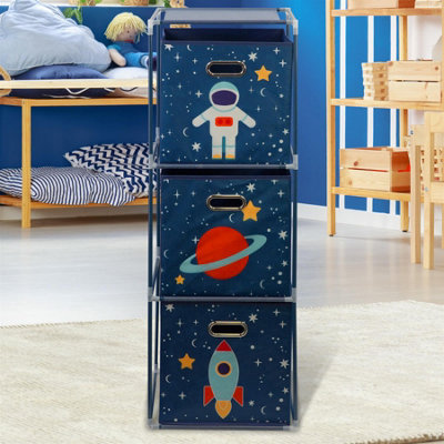 The Magic Toy Shop Kids Space Storage Cubes Foldable Toy Chest Set of 3 ...