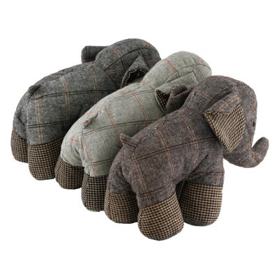 The Magic Toy Shop Large Tartan Heavy Fabric Elephant Novelty Door Stop ...