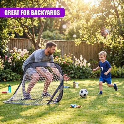The Magic Toy Shop Set of 2 Pop Up Football Goals Kids Portable Indoor ...
