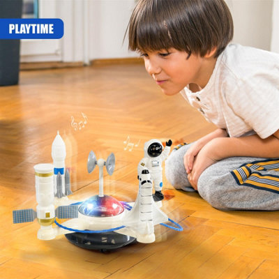 The Magic Toy Shop Space Rocket Toy with Lights & Music Rotating Quoits ...