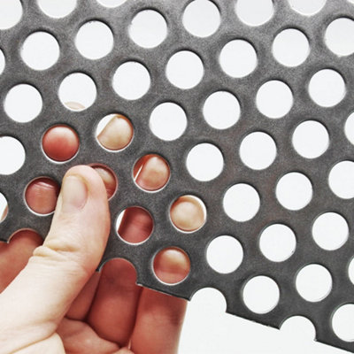 The Mesh Company Mild Steel 10mm Round Hole 3mm Thick Perforated Metal - 1m x 500mm